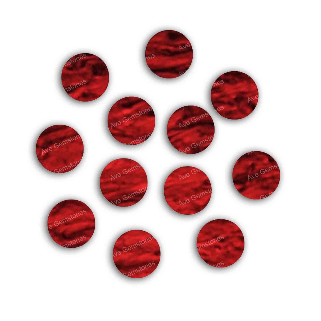 Synthetic Mother of Pearl, Red Color, Round Coin Disc Flat, Acrylic ...