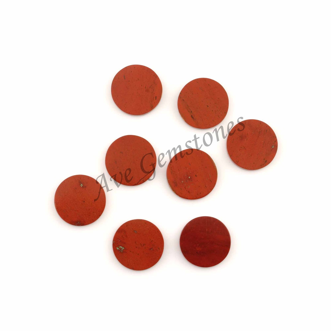 Natural Red Jasper, Round Coin, Both Side Flat, Semi Precious Stone ...