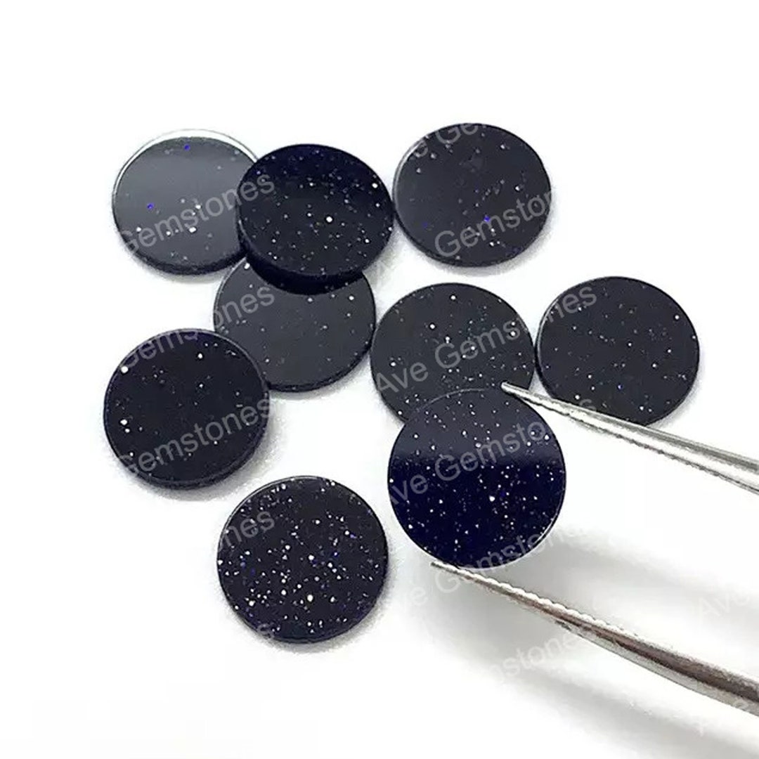 Blue Sunstone, Round Coin, Disc Both Side Flat, Semi Precious Stone ...