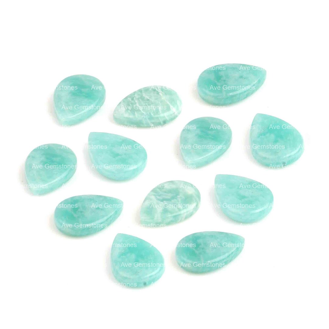 Natural Peruvian Amazonite, Pear Smooth Briolette, Semi Precious Stone ...
