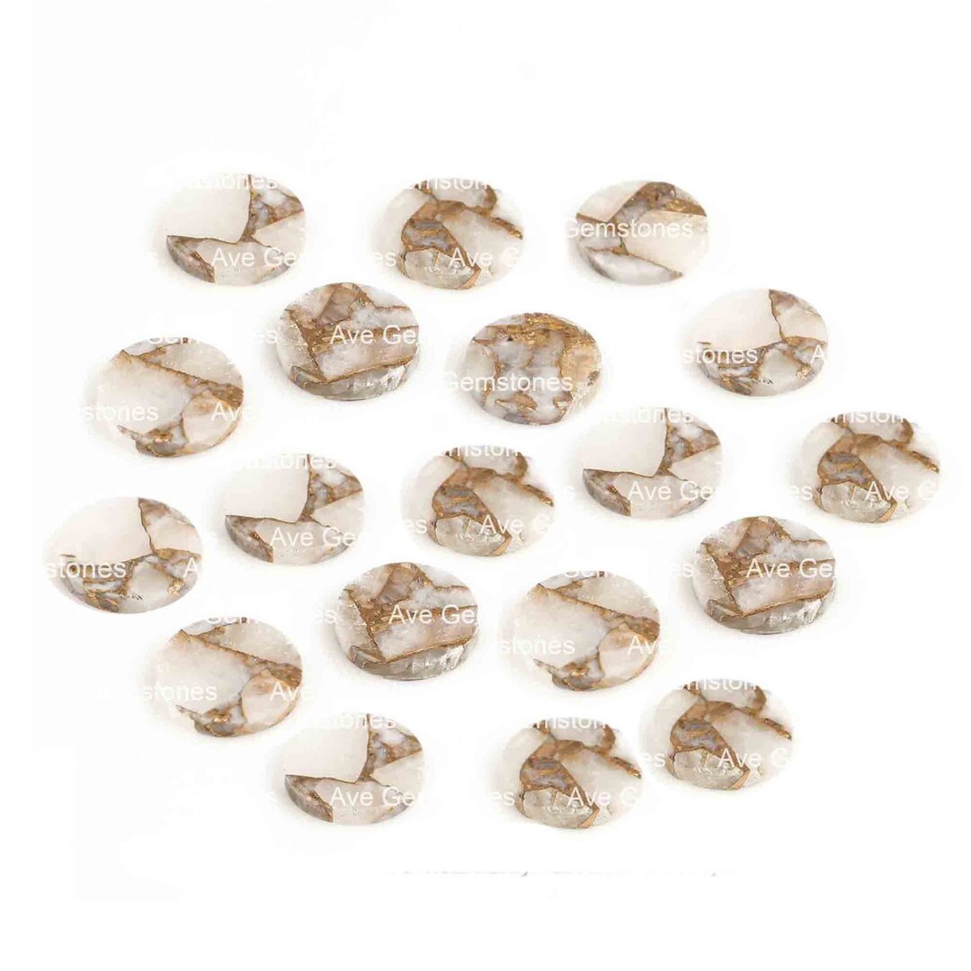 White Calcite Copper, Round Coin, Both Side Flat, Semi Precious Stone ...