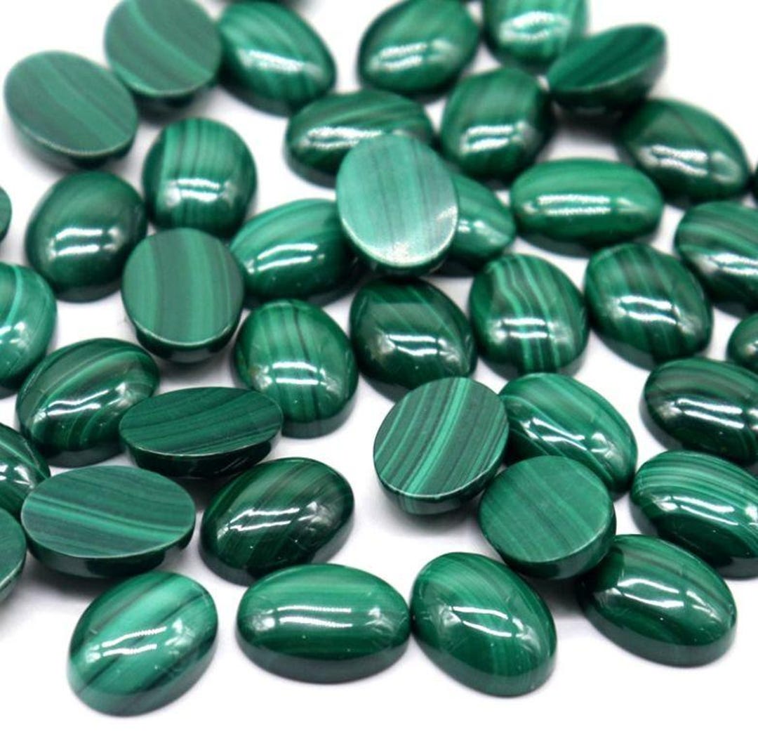 Natural Green Malachite, Oval Cabochon, Calibrated Smooth, Semi ...