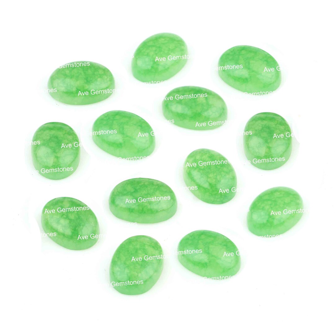 Green Jade, Oval Cabochon, Calibrated Smooth, Semi Precious Stone, High ...