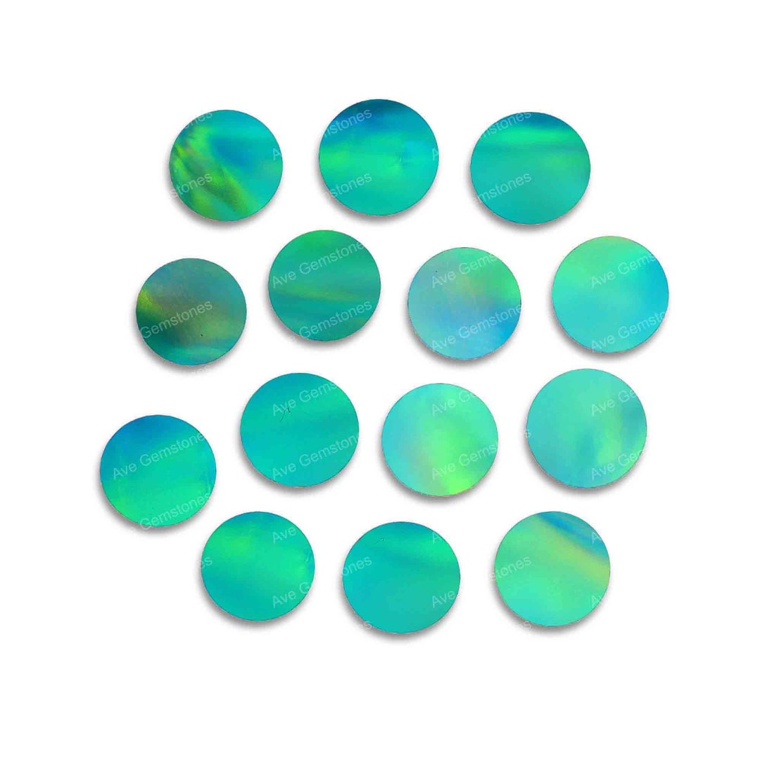 Dazzling Green Fire Opal, Round Coin Flat, Loose Gemstone, Man Made ...