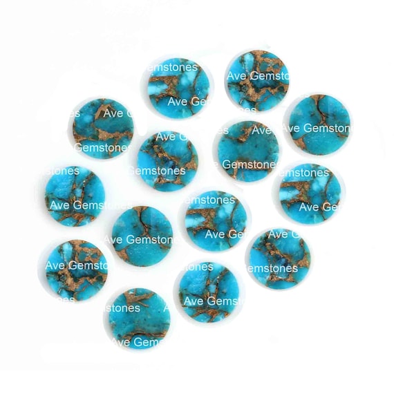Blue Copper Turquoise Round Both Side Flat Gemstone Coin Flat Gemstone Semi Precious Stone for Jewelry Making All Sizes Available Etsy