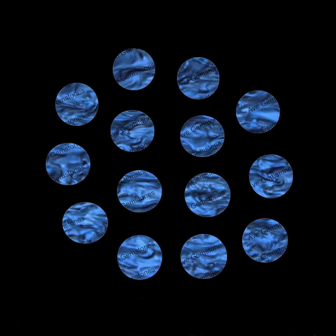 Synthetic Mother of Pearl, Ocean Blue, Round Coin Disc Flat, Acrylic ...