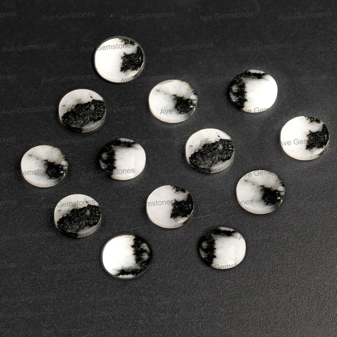 Mexican Zebra Jasper, Round Coin Flat, Disc Black & White Jasper, Semi ...