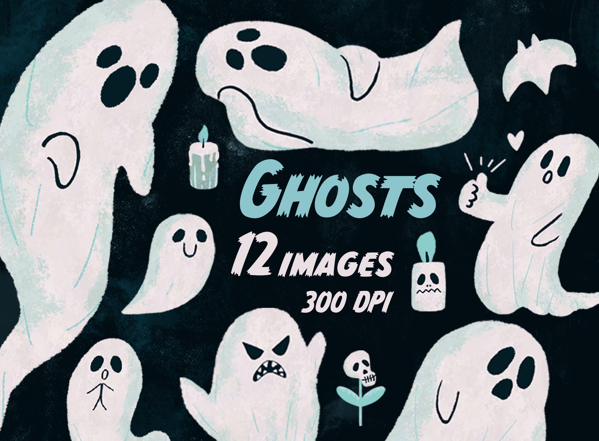 Halloween Clipart Ghosts Clipart Instant Download Cute - Etsy