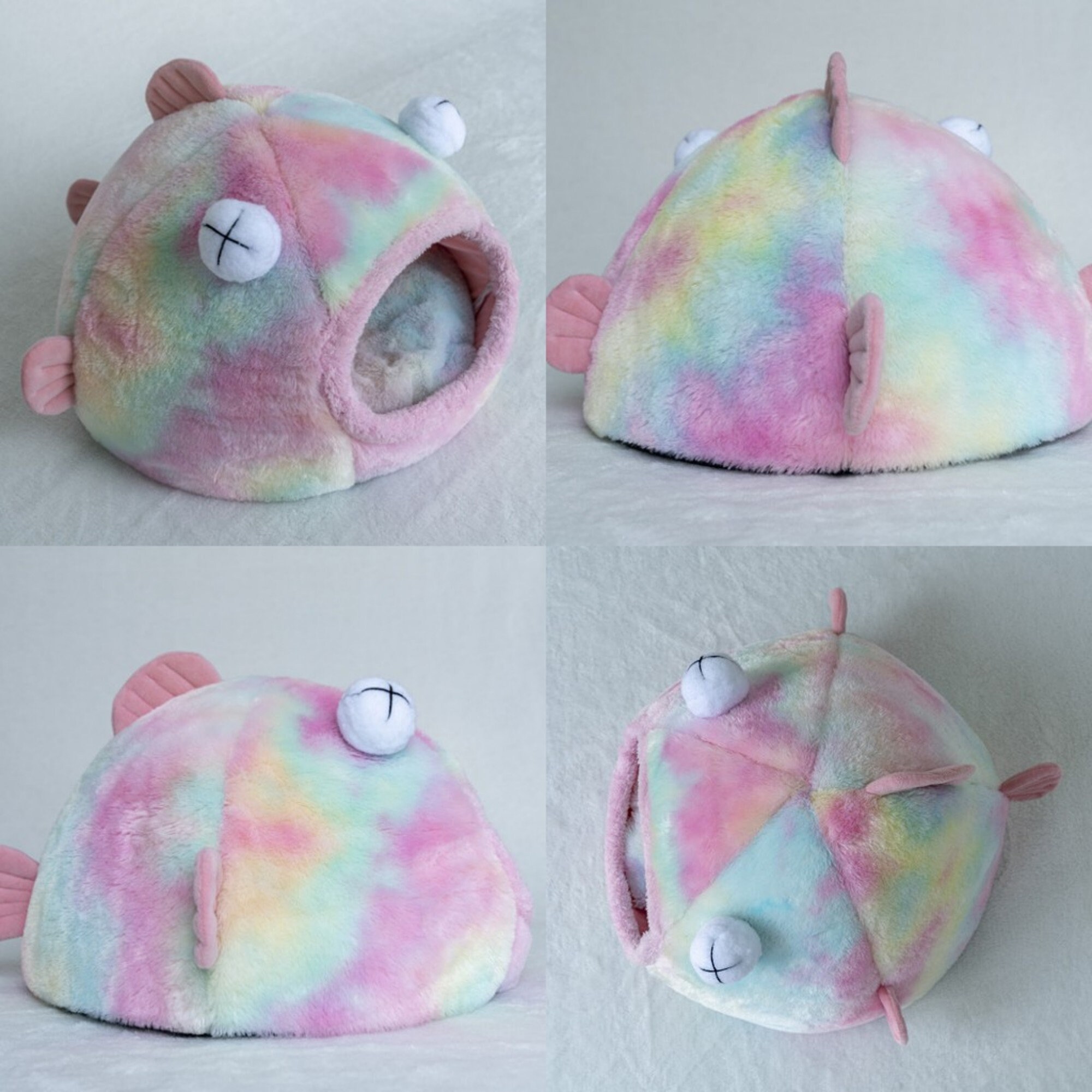 Multicolor big eye fish plush pet houseSoft round dog kennel | Etsy