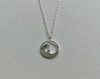 Surf/wave Pendant Necklace in Silver - Etsy