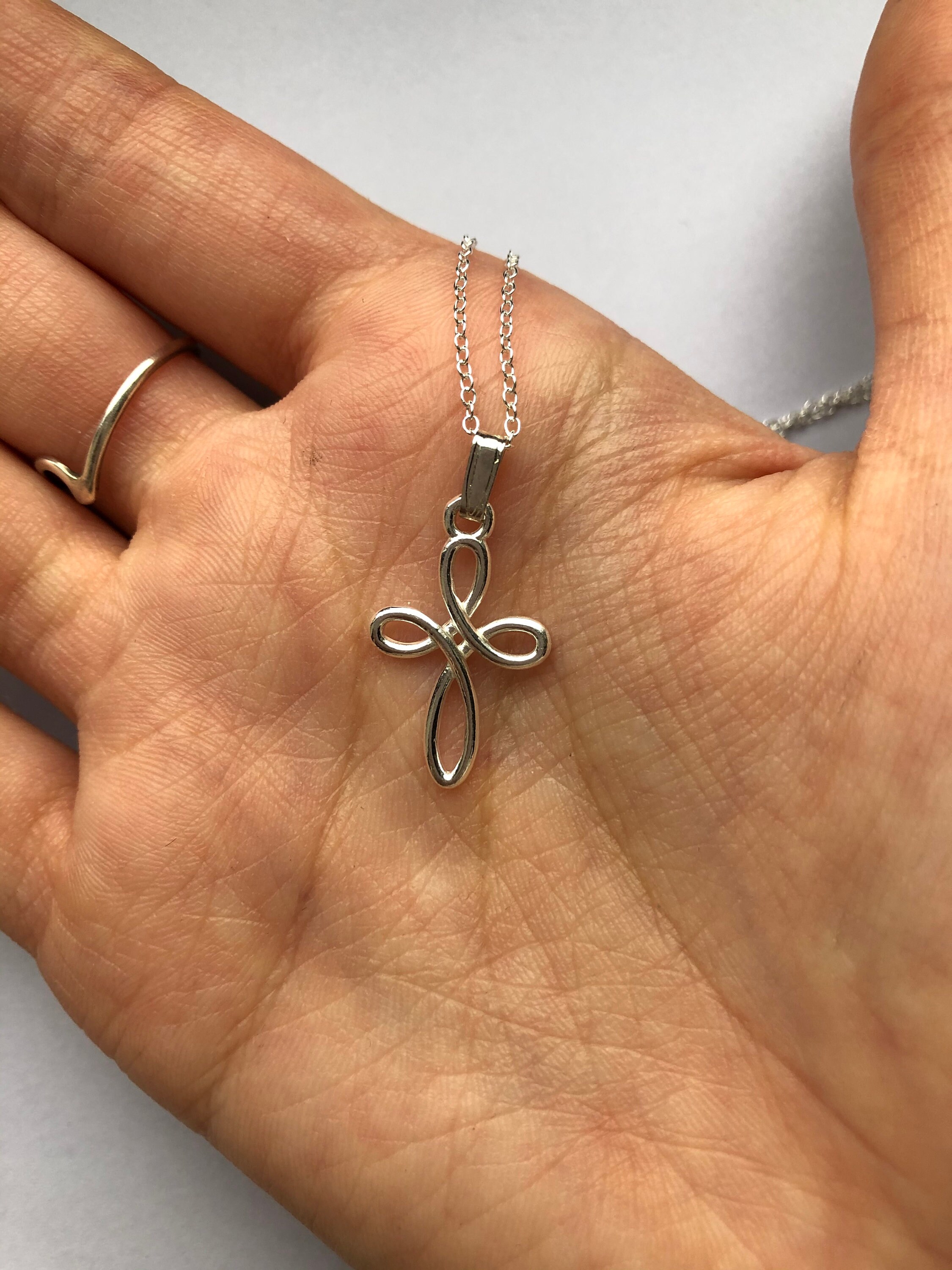 Knot Cross Pendant, Infinity Symbol, Sterling Silver, Godparent Gift ...