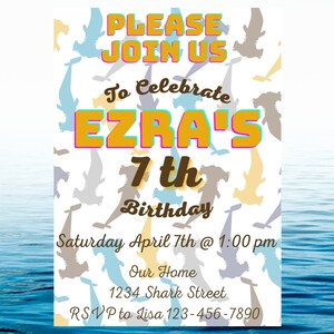 Editable Shark Invitations Gold and Brown Template to Download ...