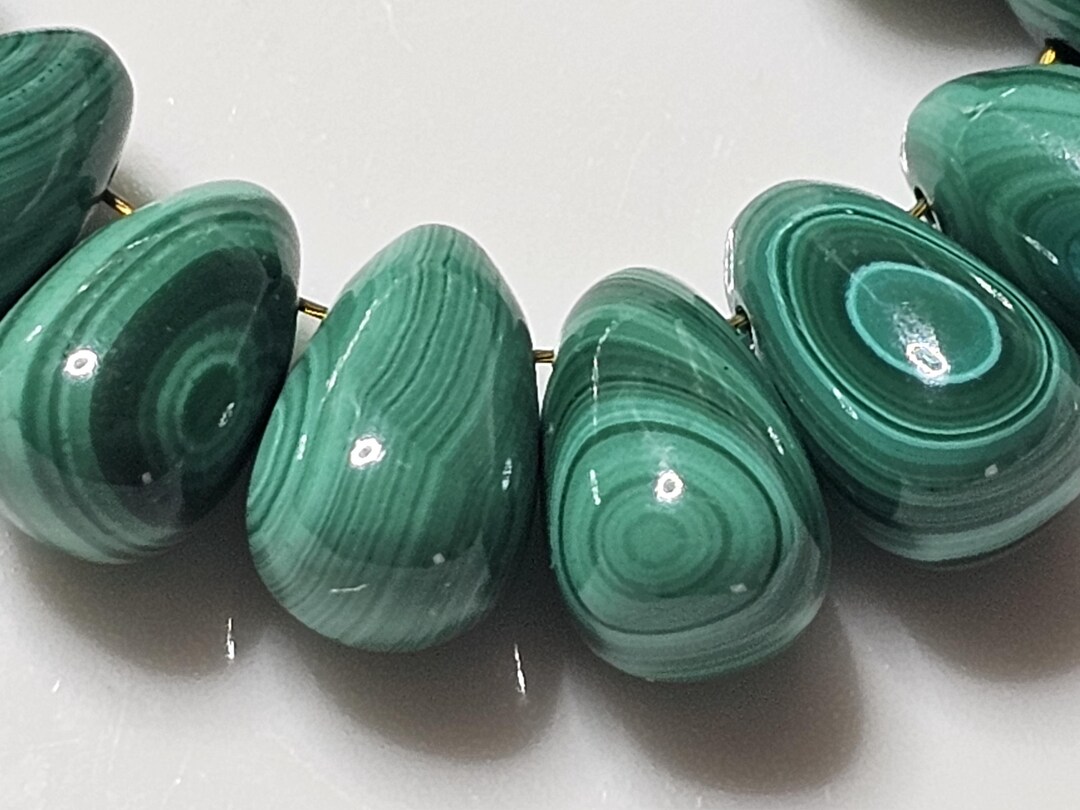 Natural Green Malachite Briolette Water Drop Shape Smooth Very Nice ...