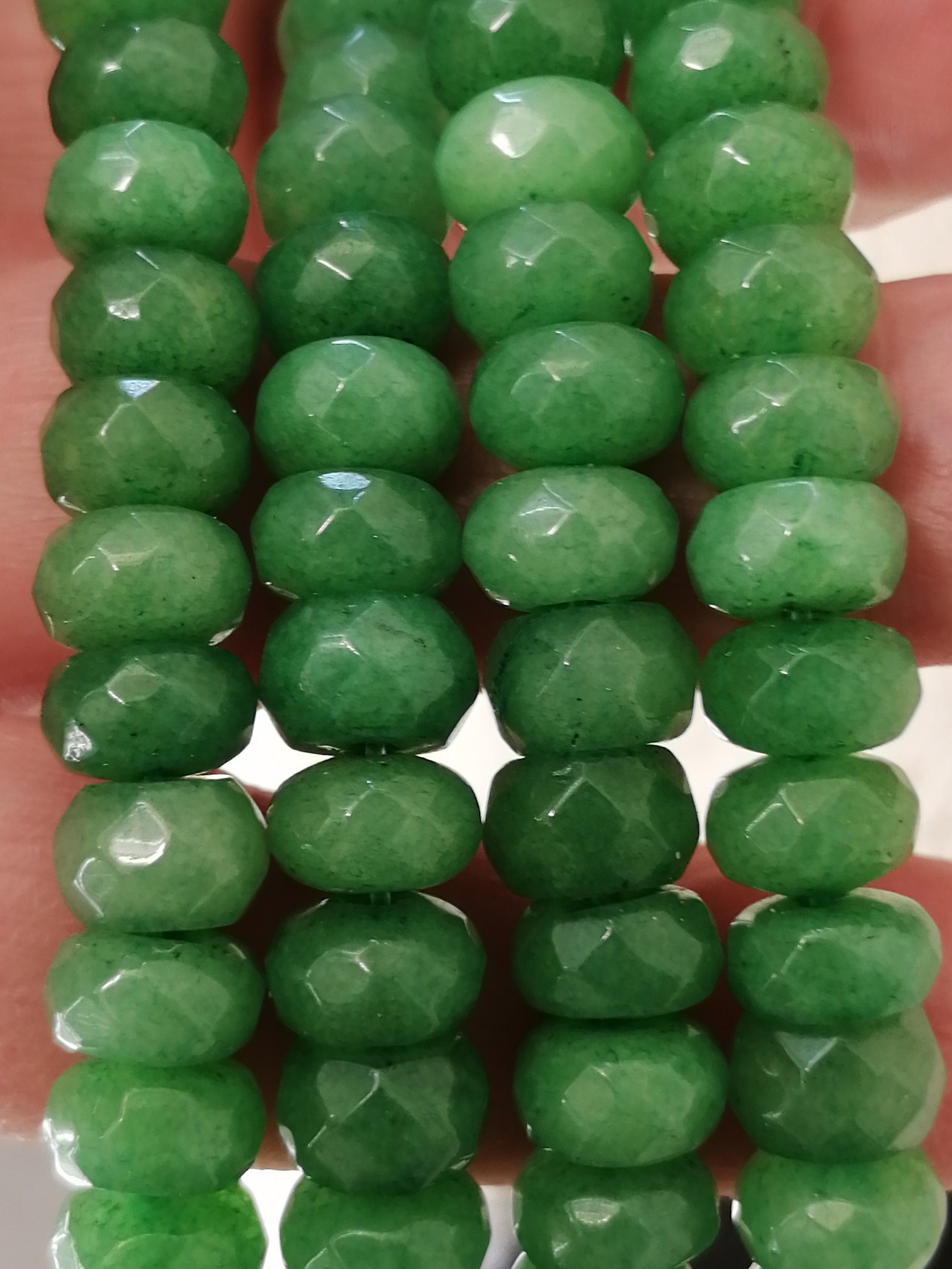 Natural green jade with high-quality facets smooth and shiny | Etsy