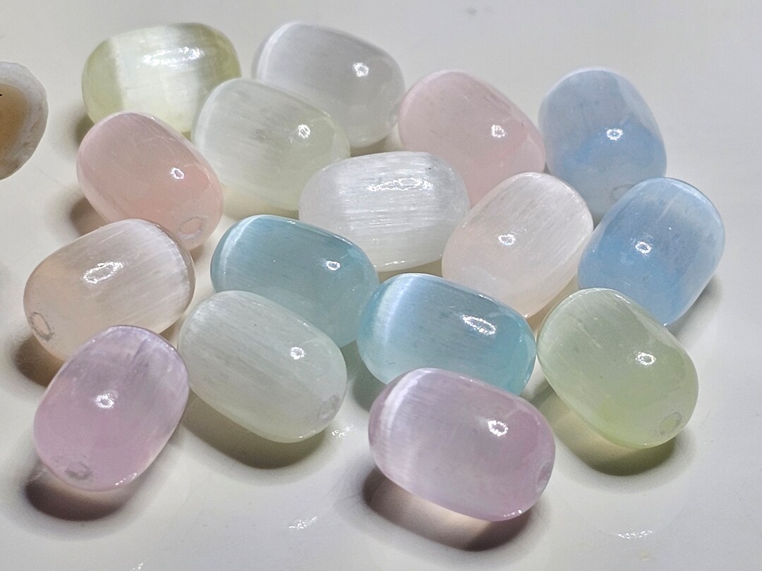 New / Selenite Pastel - Calcite Pink Blue Yellow White Peach / Stone ...
