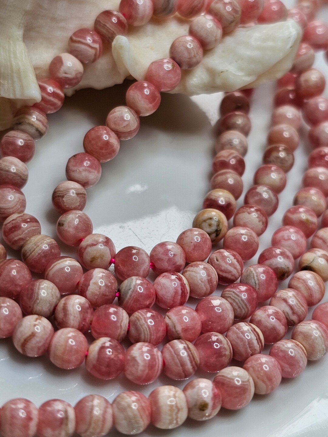 New / AAA / Natural Pink Argentine Rhodochrosite Smooth Round Gemstone ...