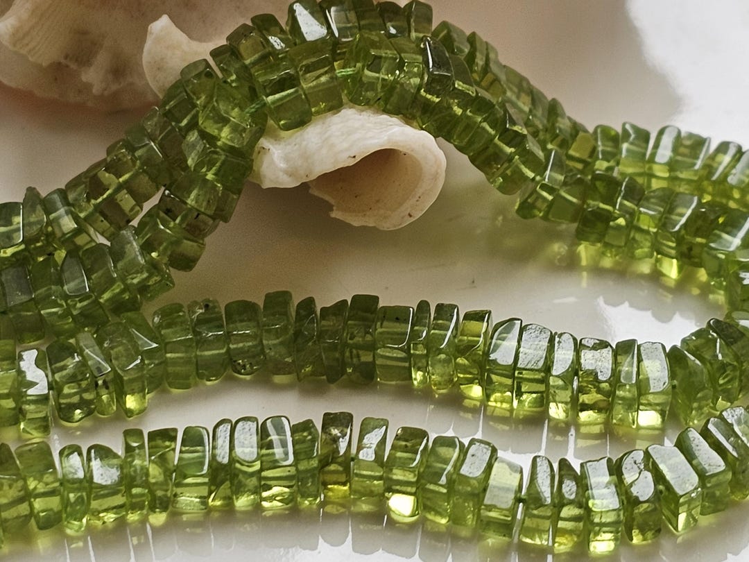 AA / Natural Peridot Olive Green Slice Square Flat Smooth Irregular ...