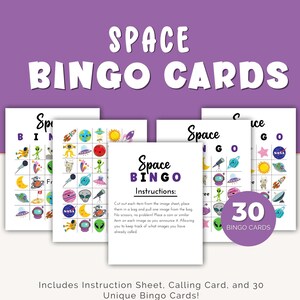 Space Bingo Cards Printable, Birthday Bingo for Kids, Space Birthday ...