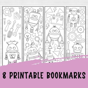 Robot Party Favor, Printable Bookmarks to Color, Reading Rewards for ...