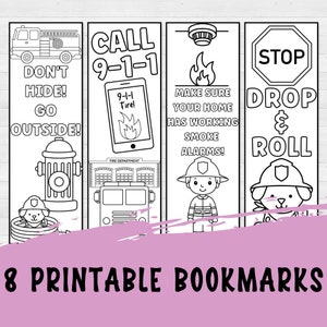 Fire Safety Printable, Fireman Party Favors, Bookmarks to Color ...
