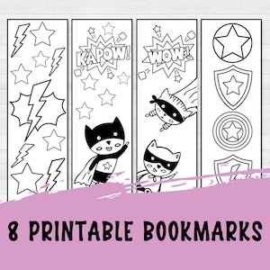Bookmarks to Color, Superhero Party Favors, Cat Lover Gifts, Reading ...