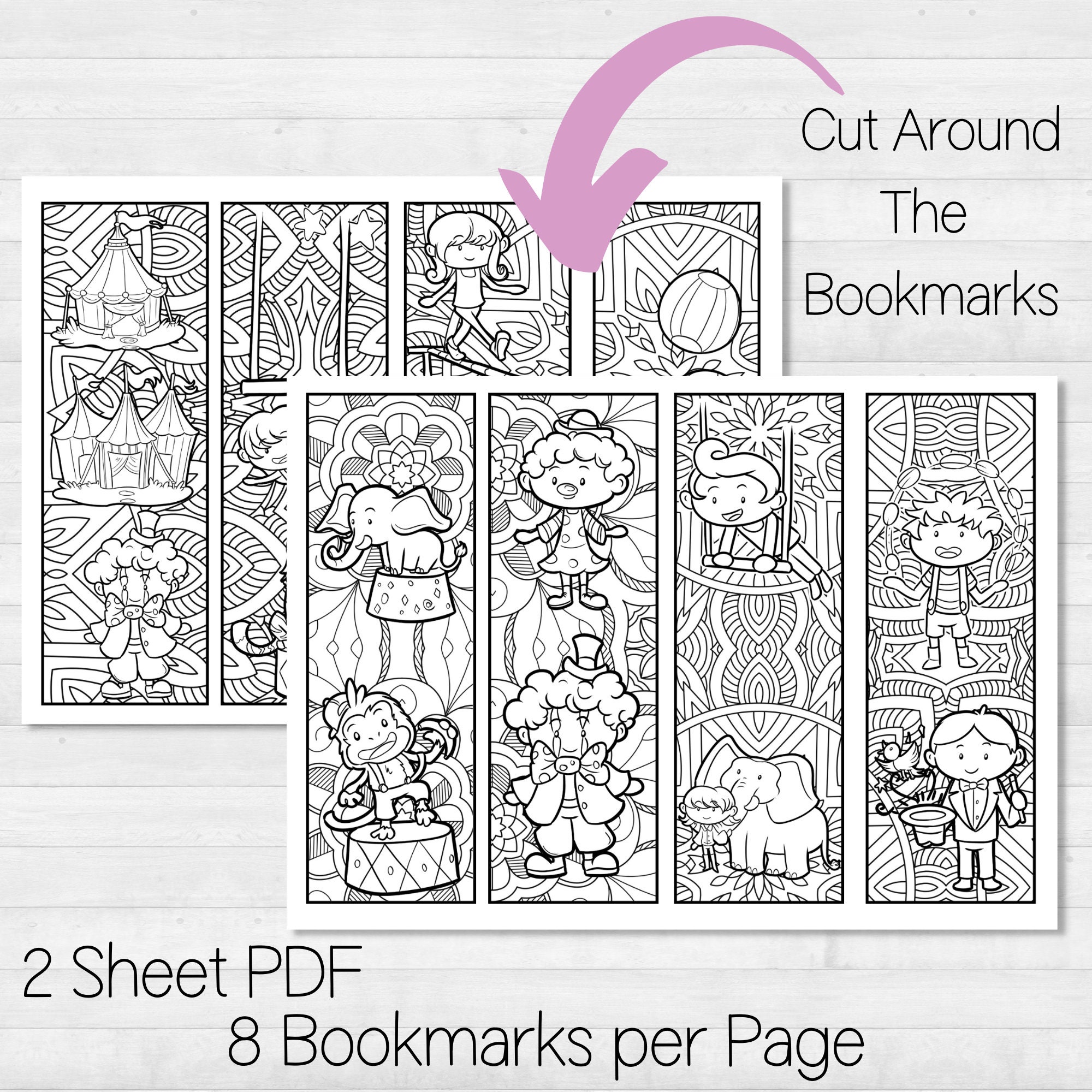 Zentangle Bookmark, Circus Birthday Party Favors, Mandala Coloring Page ...