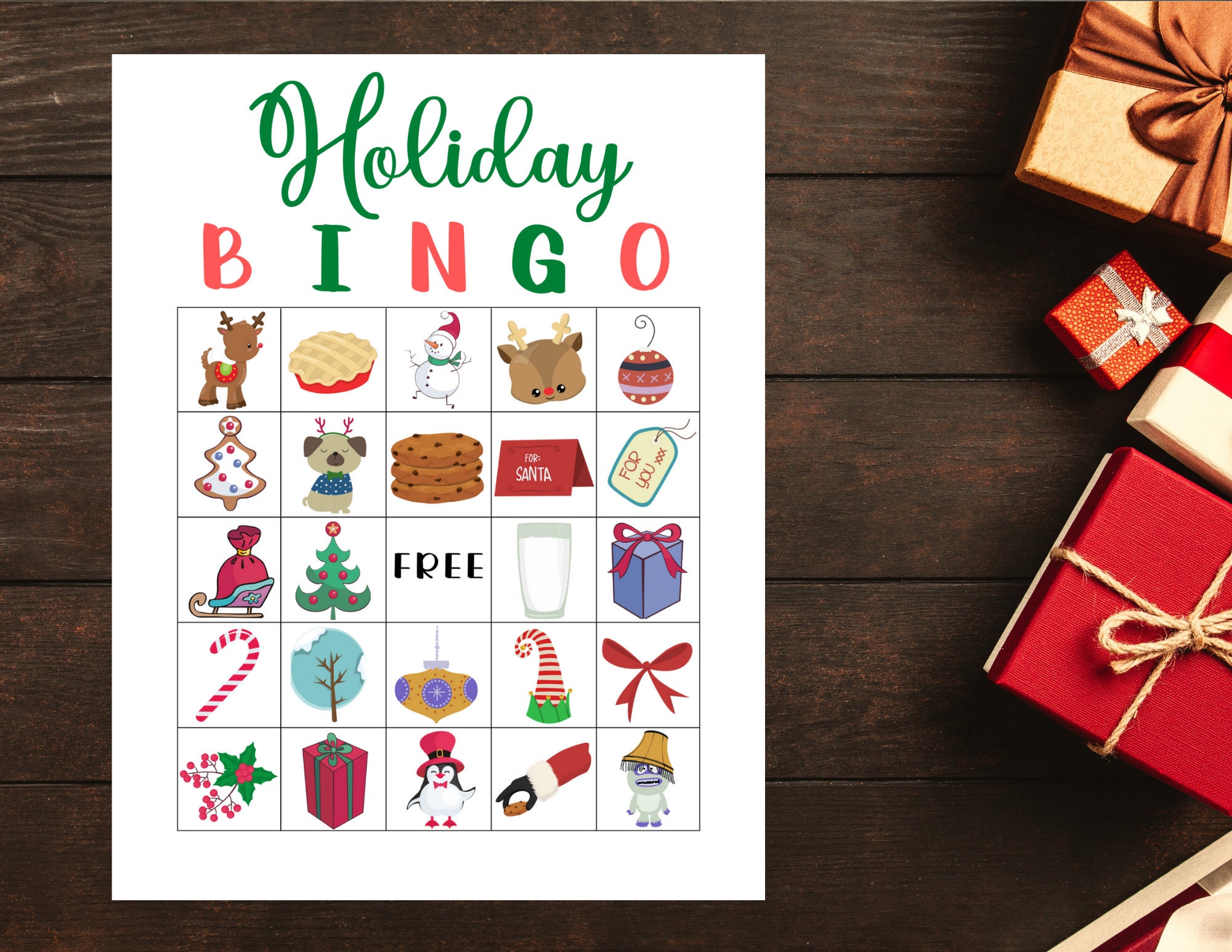 Holiday Bingo Cards Printable, Classroom Games, Printable Holiday Games ...