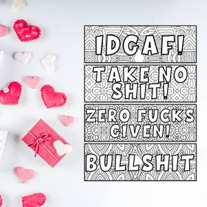 Curse Word Coloring, Adult Bookmark, Last Minute Gift Ideas, Cheap Gift ...