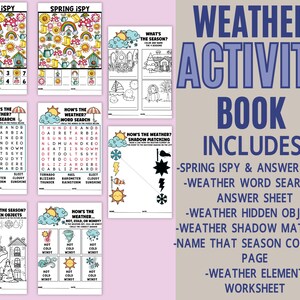 Weather Coloring Page, Learning Activity Book, Spring Worksheets ...