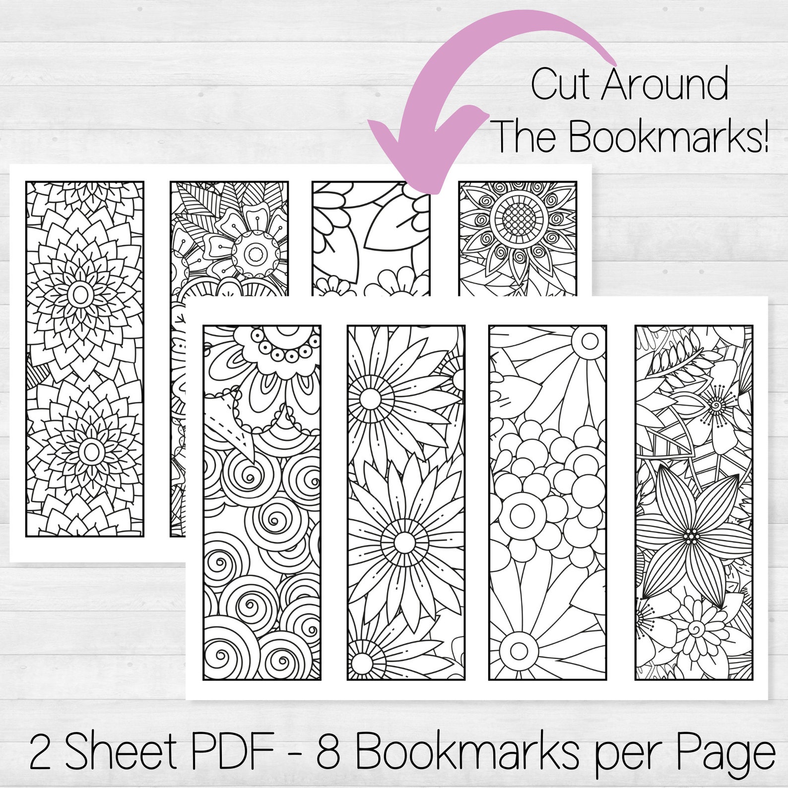 Floral Bookmark, Mandala Coloring Pages, Stocking Stuffers for College ...