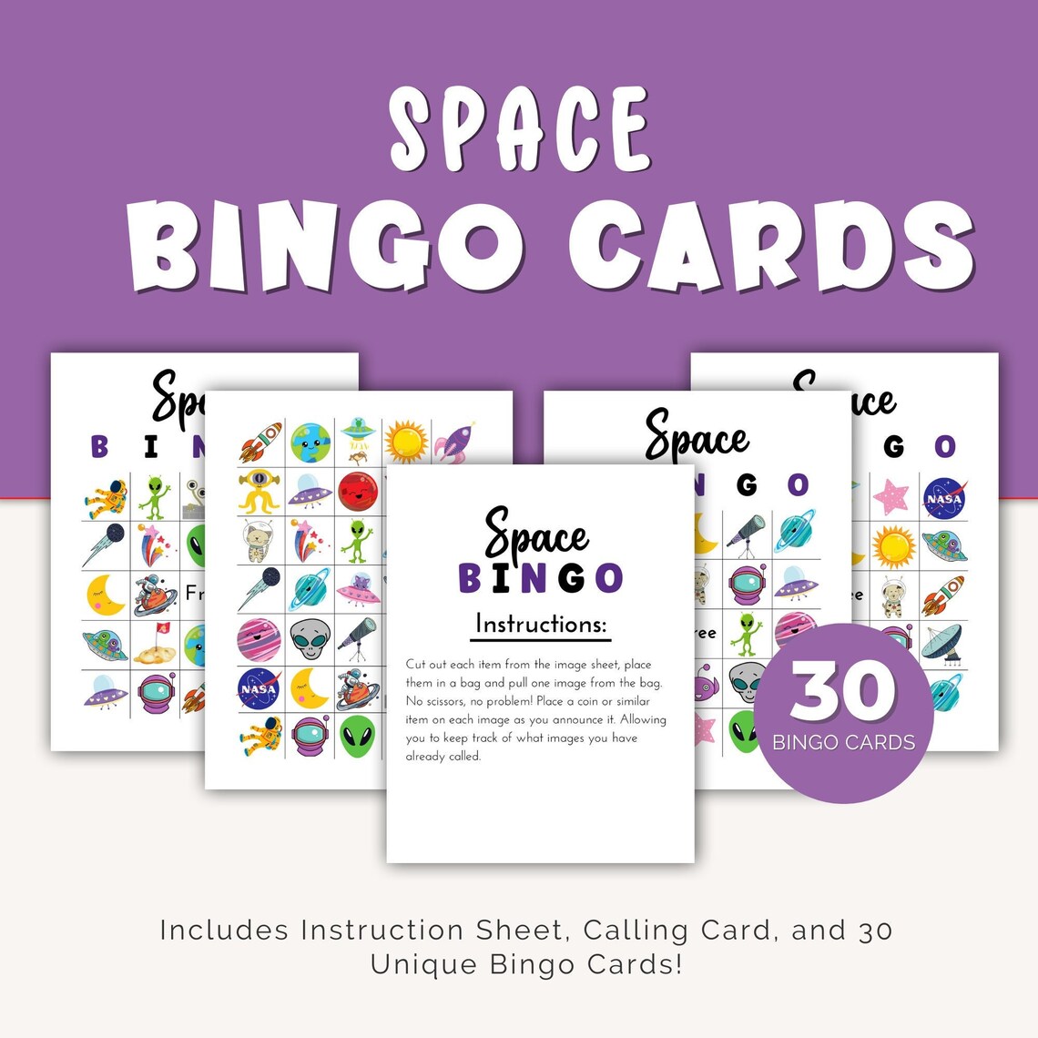 Space Bingo Cards Printable, Birthday Bingo for Kids, Space Birthday ...