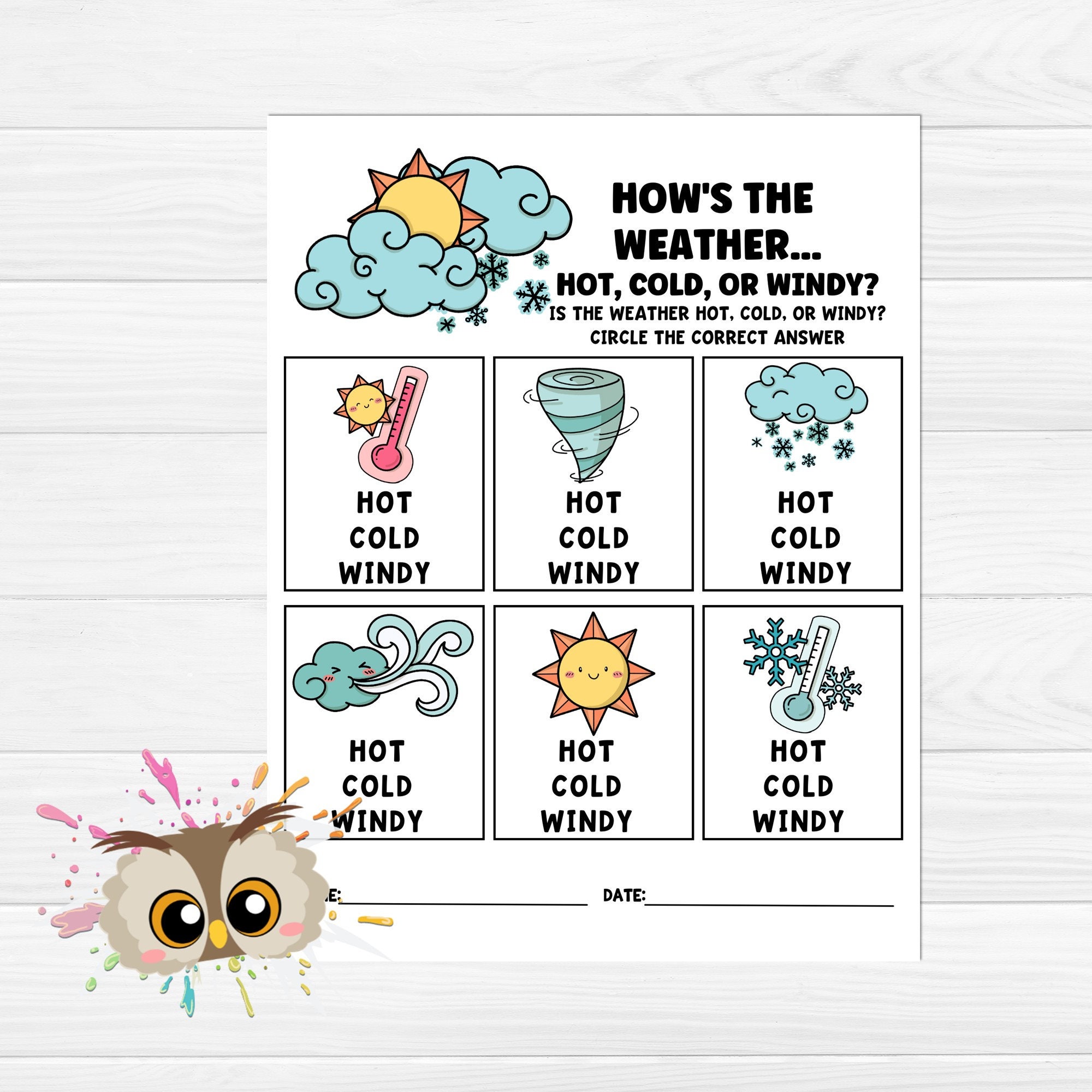Printable Homeschool Worksheet, Weather Activities, Learning Materials ...
