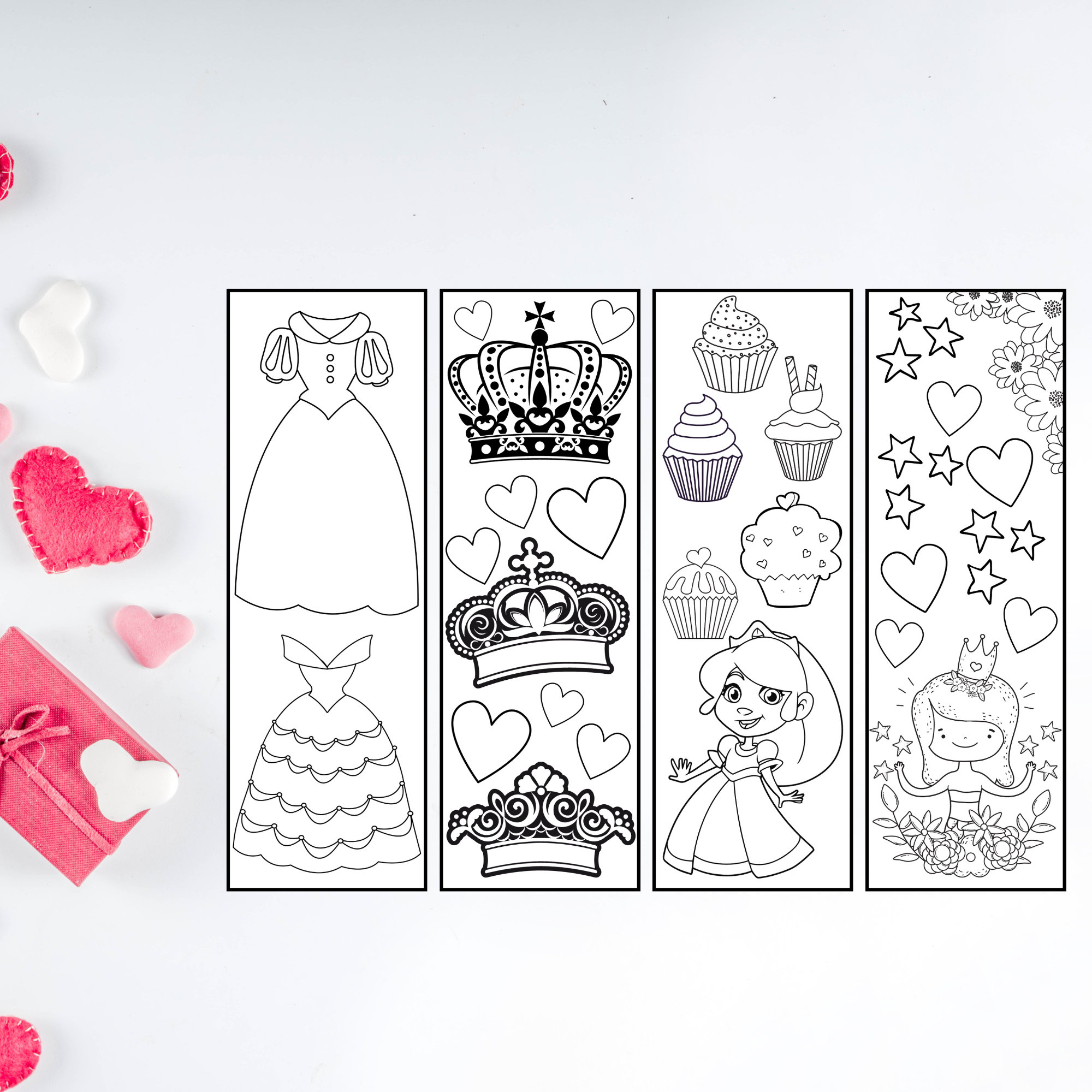 Bookmarks for Girls, Princess Party Favors, Coloring Bookmarks, Art ...