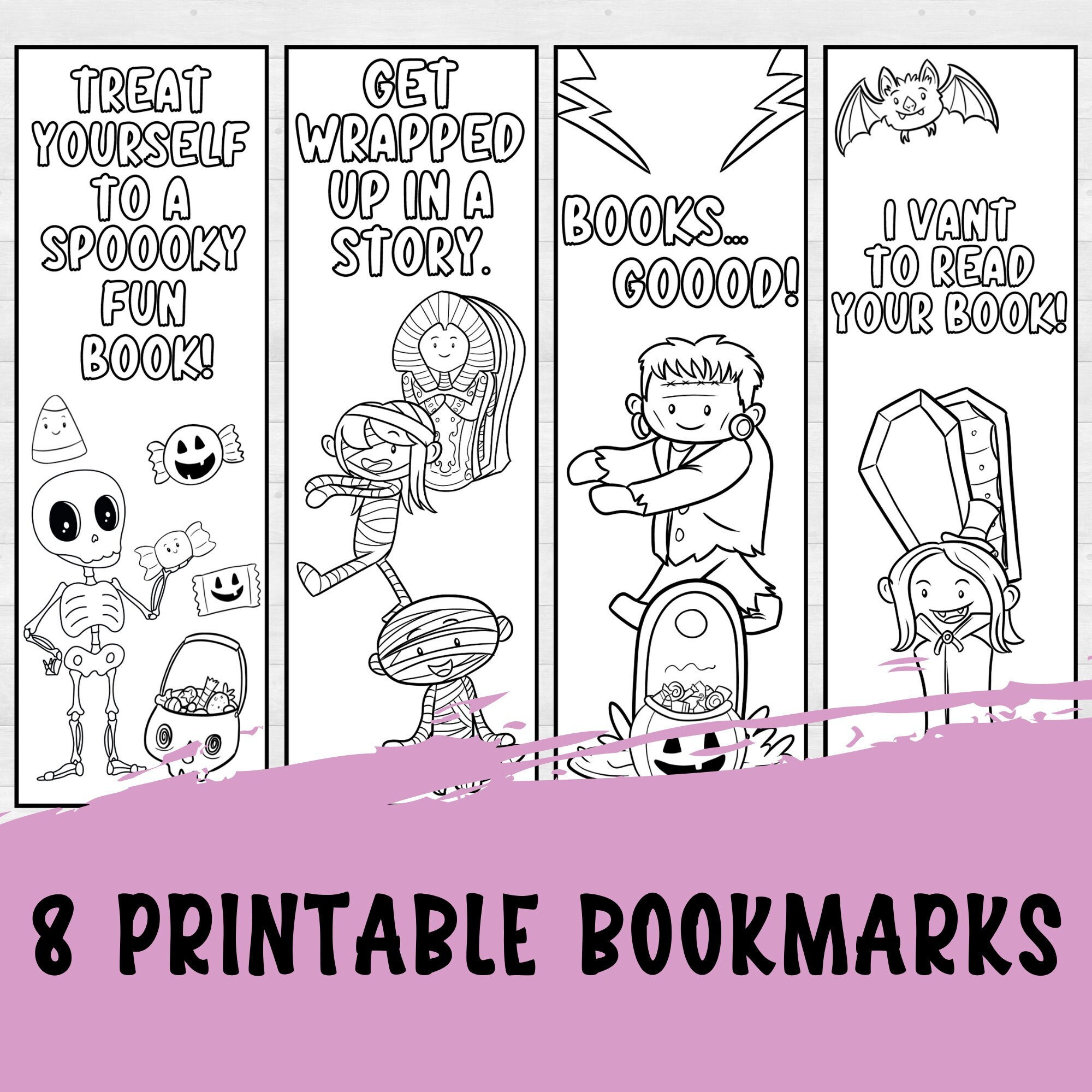Halloween Bookmarks to Color, Halloween Party Favors, Halloween Lover ...