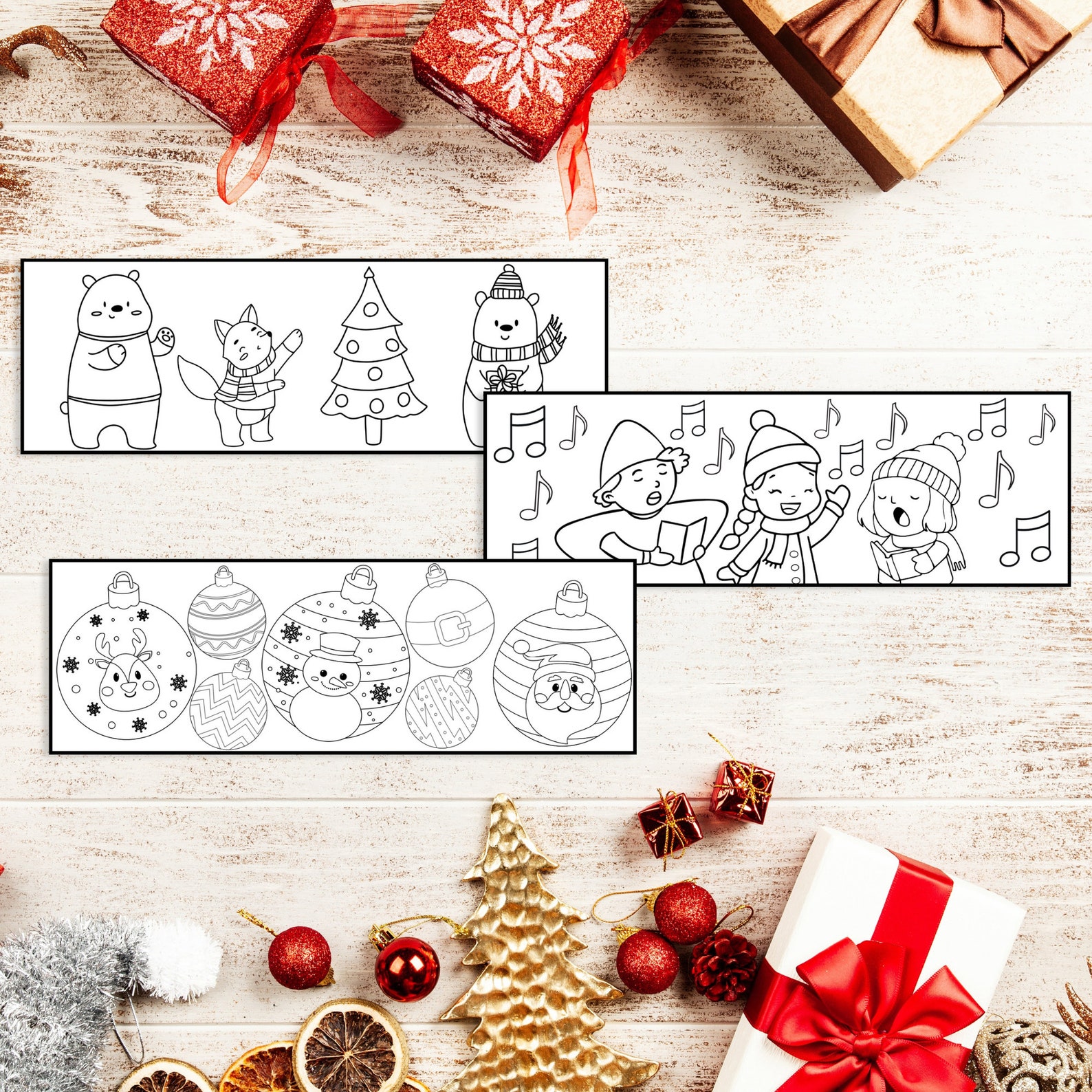 Christmas Activities for Kids, Holiday Bookmark, Printable Coloring ...