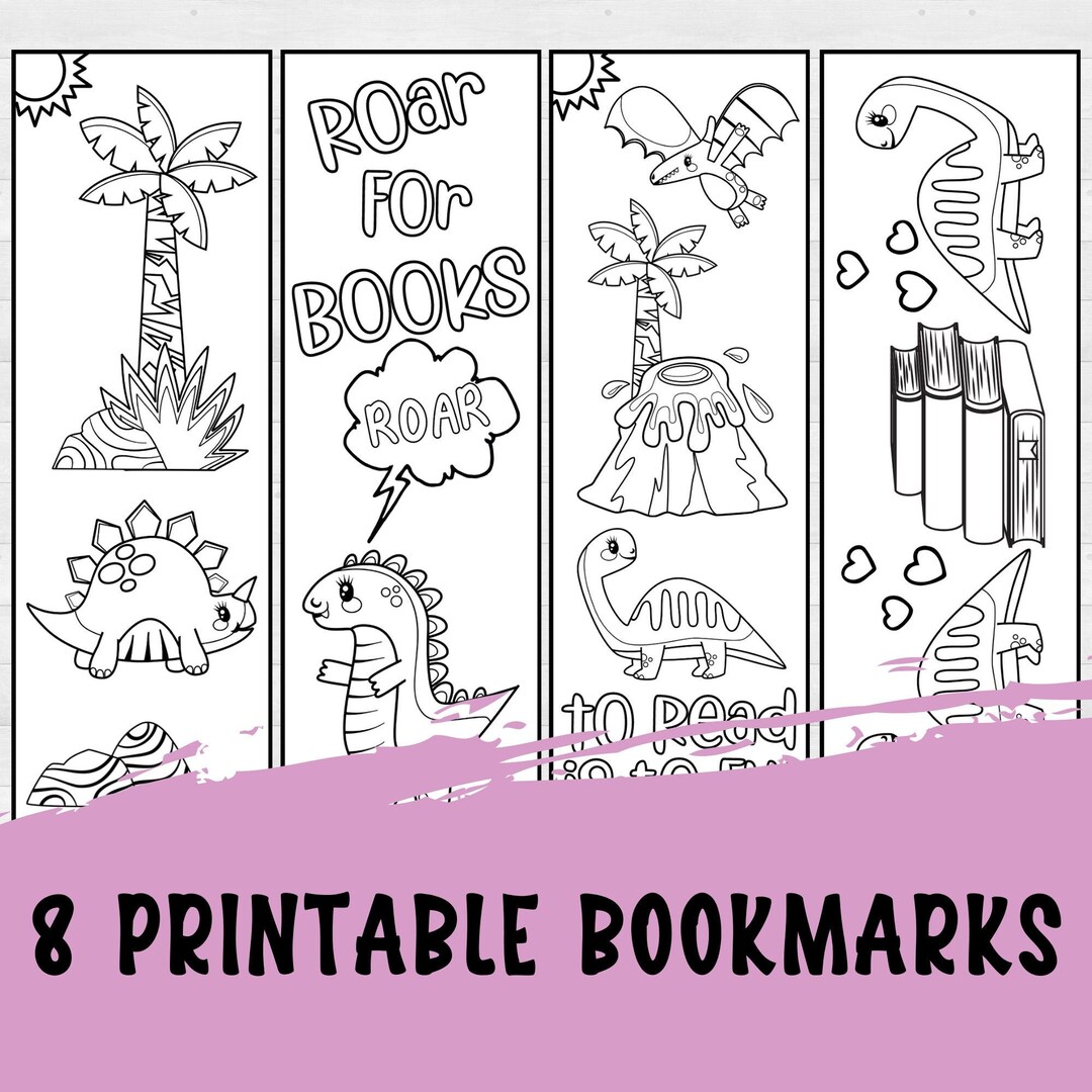 Dinosaur Bookmark Printable, Dinosaur Gifts for Kids, Bookmarks for ...