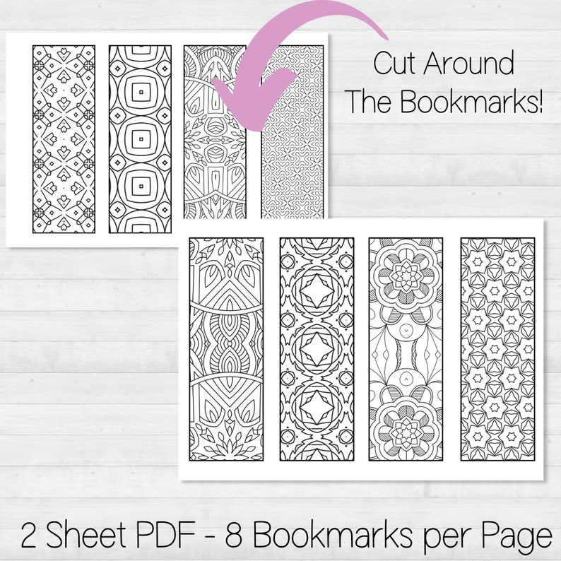 Zentangle Bookmarks to Color, Mandala Gifts, Printable Gifts for Book ...