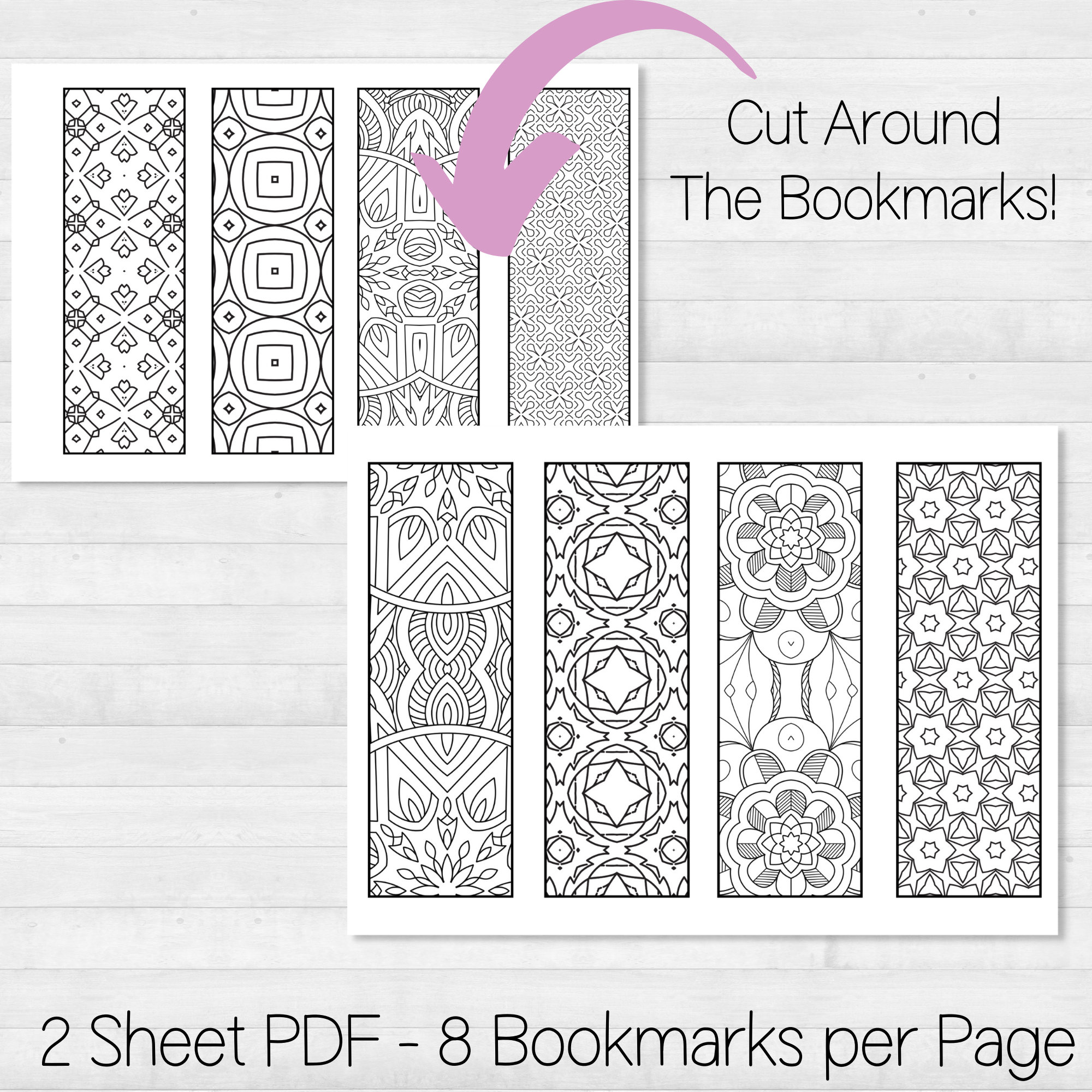 Zentangle Bookmark, Coloring Bookmarks Mandala, Hanukkah Gifts ...