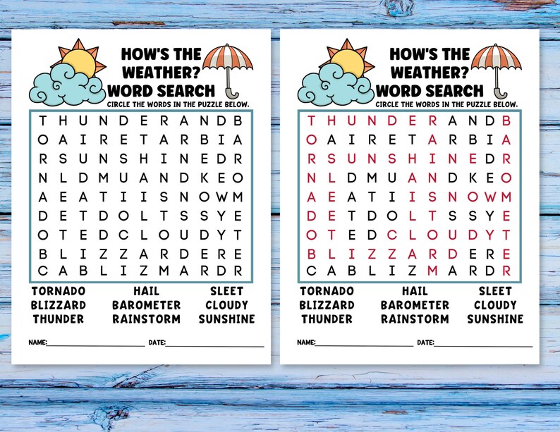 Word Search for Kids, Weather Activities, Homeschool Printables ...