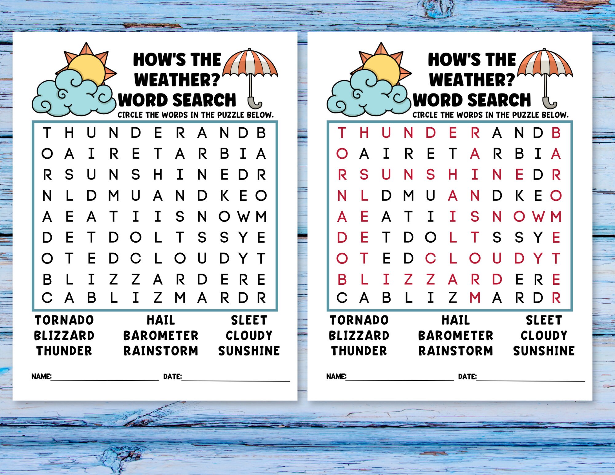 Word Search for Kids, Weather Activities, Homeschool Printables ...