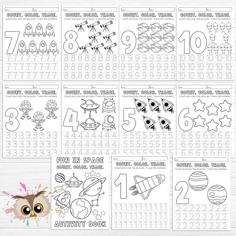 Space Activity Printable, Counting Activities, Kindergarten Tracing ...