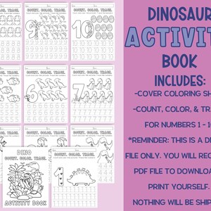 Preschool Math Worksheets, Number Tracing Printable, Dinosaur Coloring ...