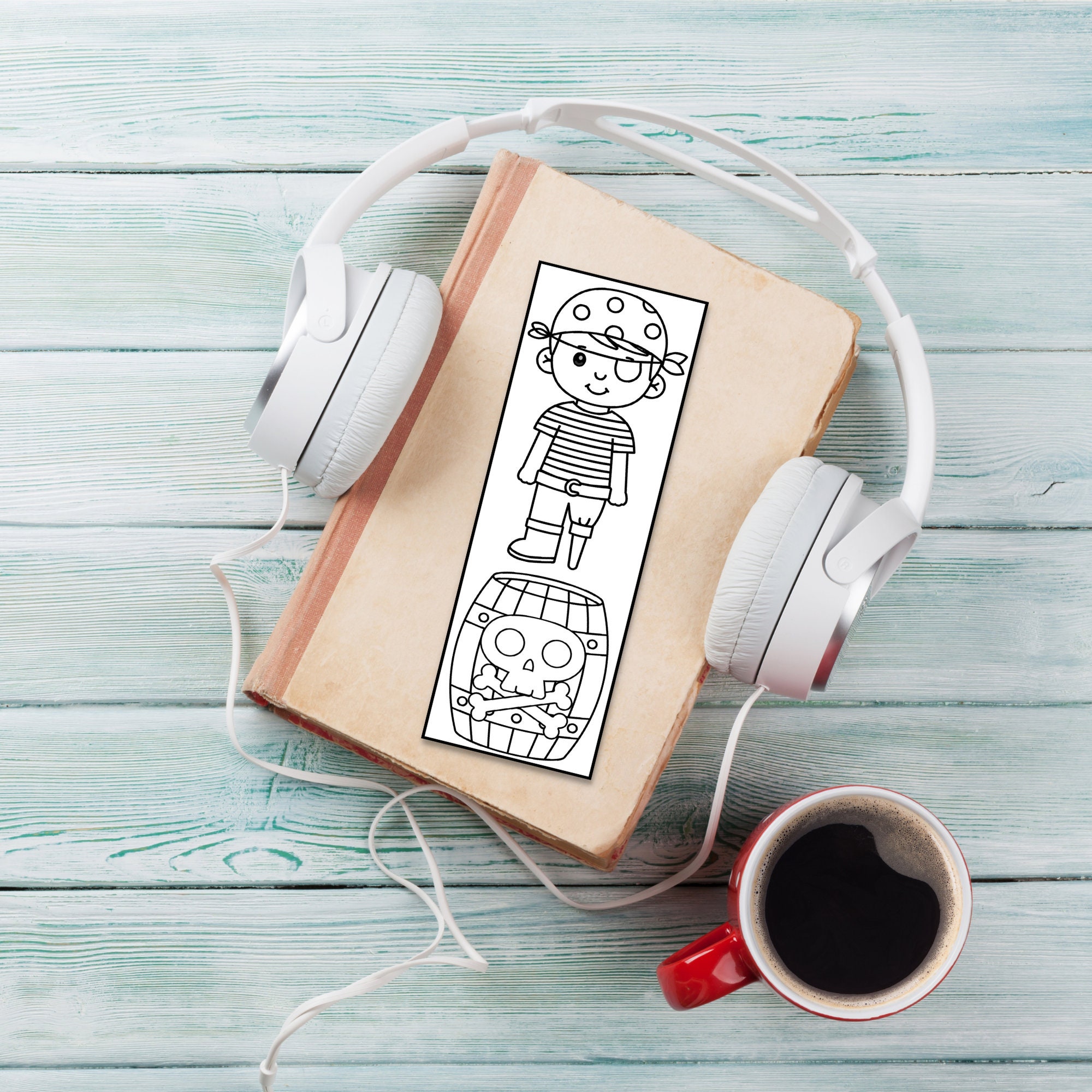 Bookmarks to Color, Pirate Party Favors, Printable Gifts, Reading ...