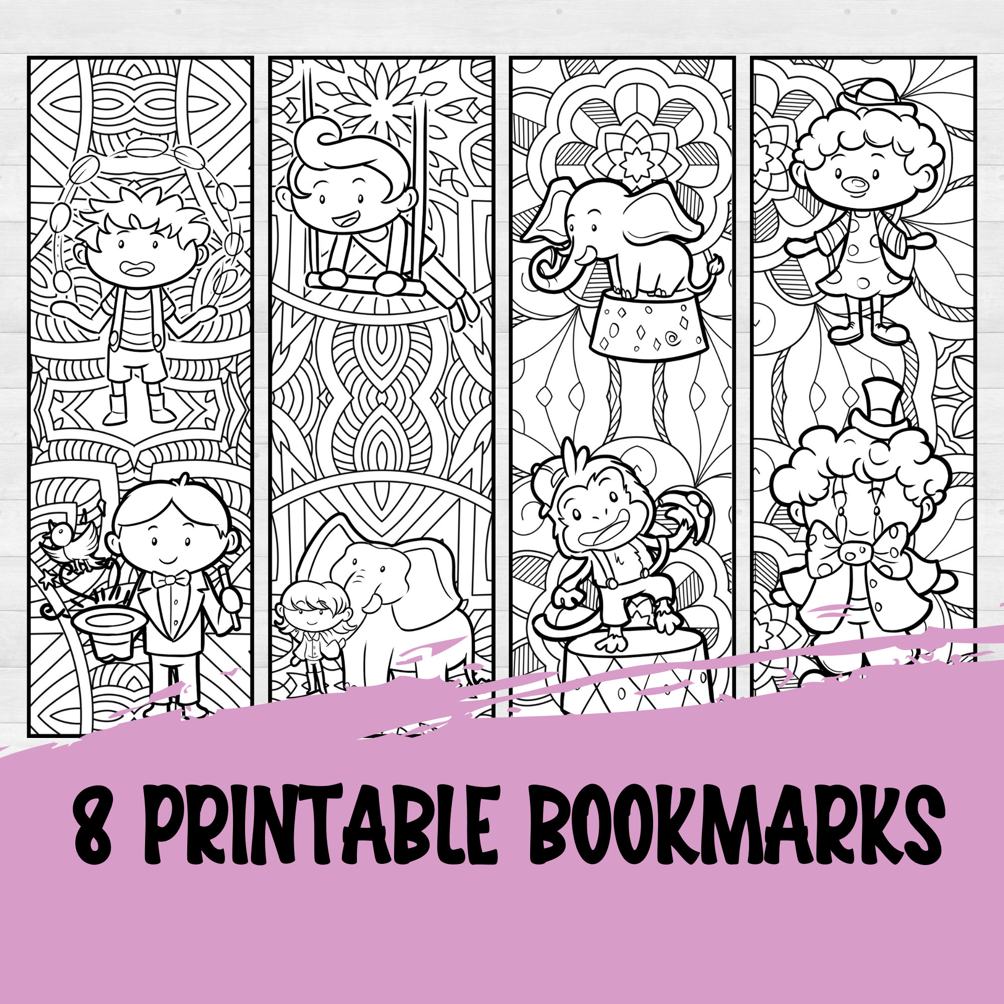 Zentangle Bookmark, Circus Birthday Party Favors, Mandala Coloring Page ...