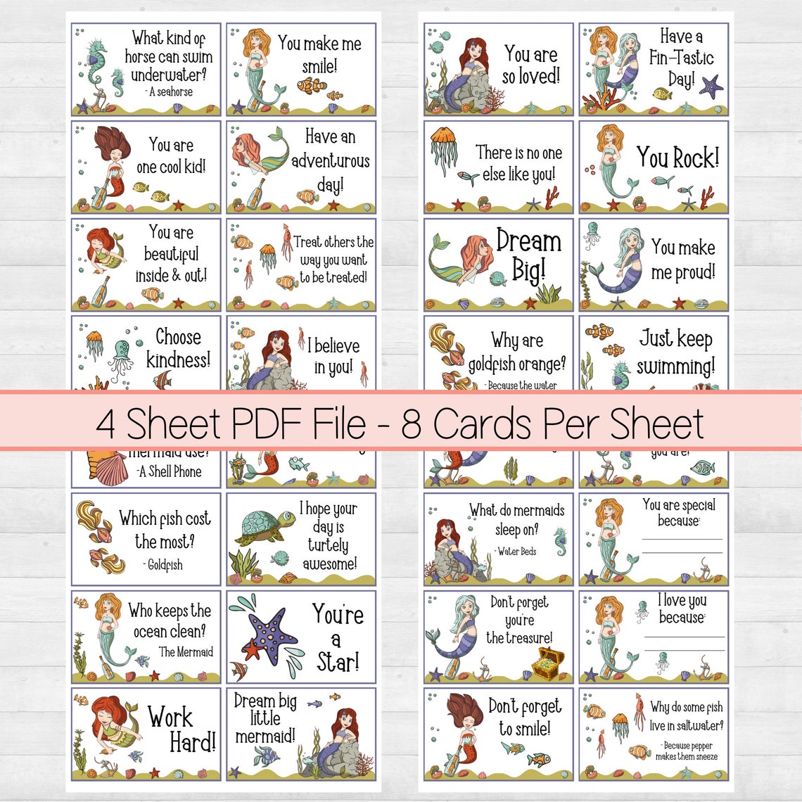 Mermaid Note Cards Mermaid Gifts for Girls Lunchbox Note - Etsy