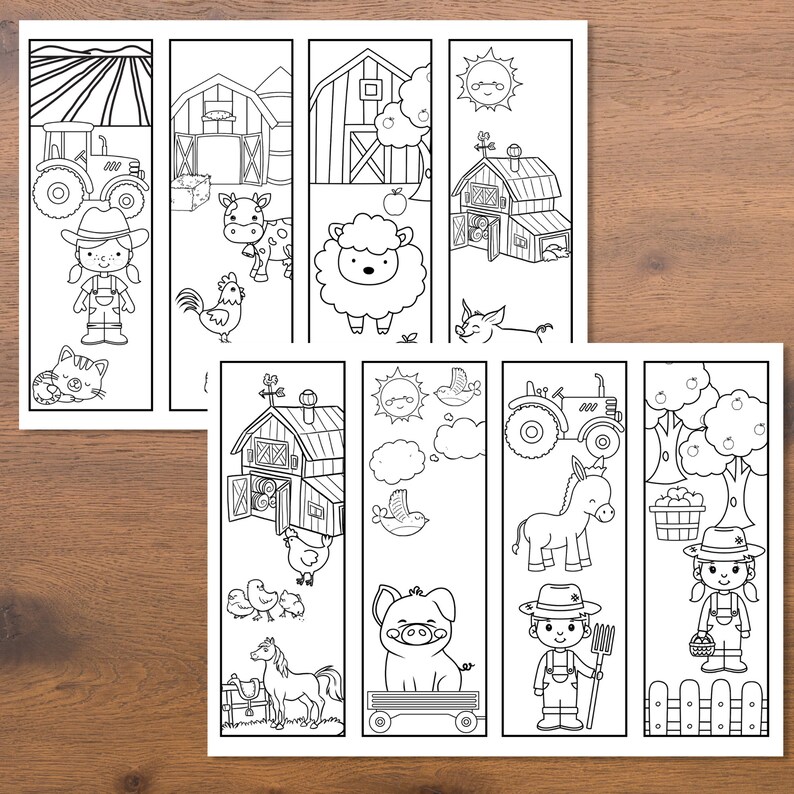 Farm Bookmarks to Color, Barnyard Party Favors, Cheap Gifts for ...
