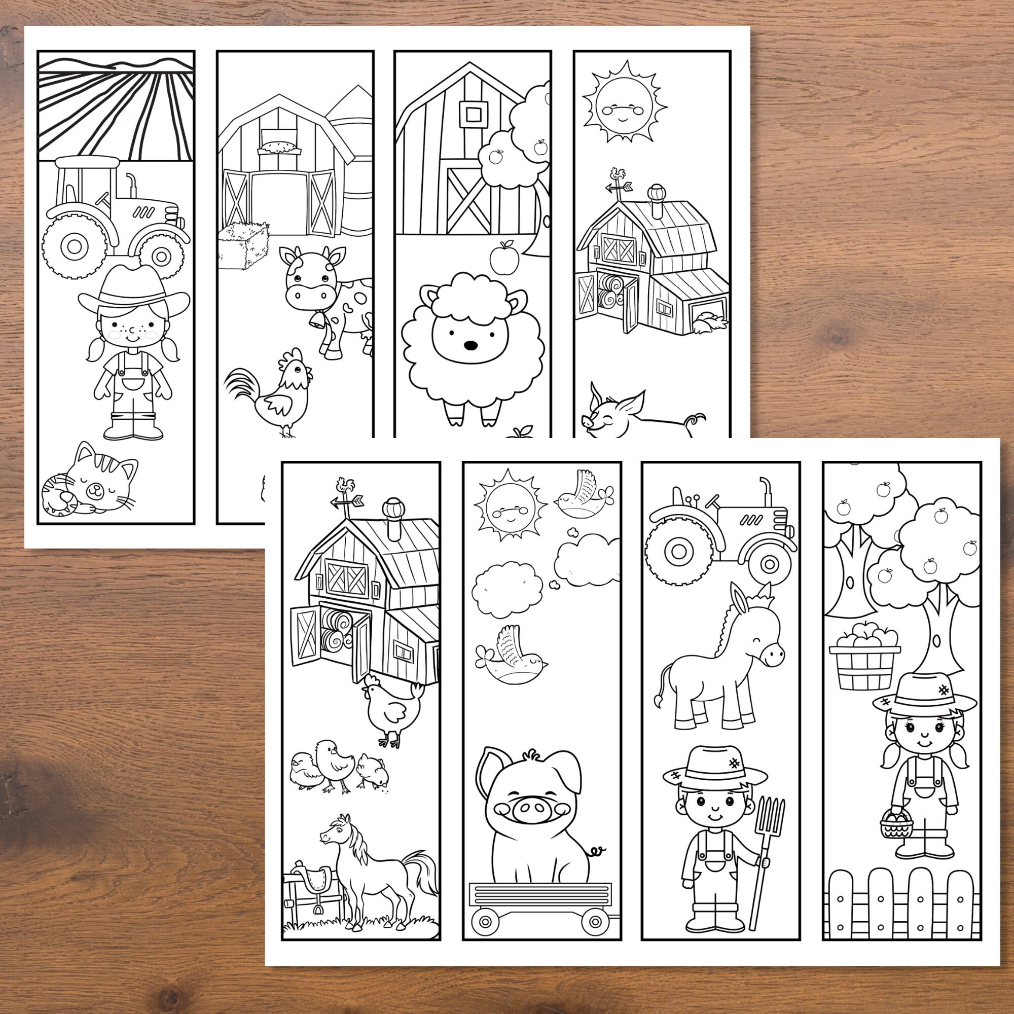 Farm Bookmarks to Color, Barnyard Party Favors, Cheap Gifts for ...