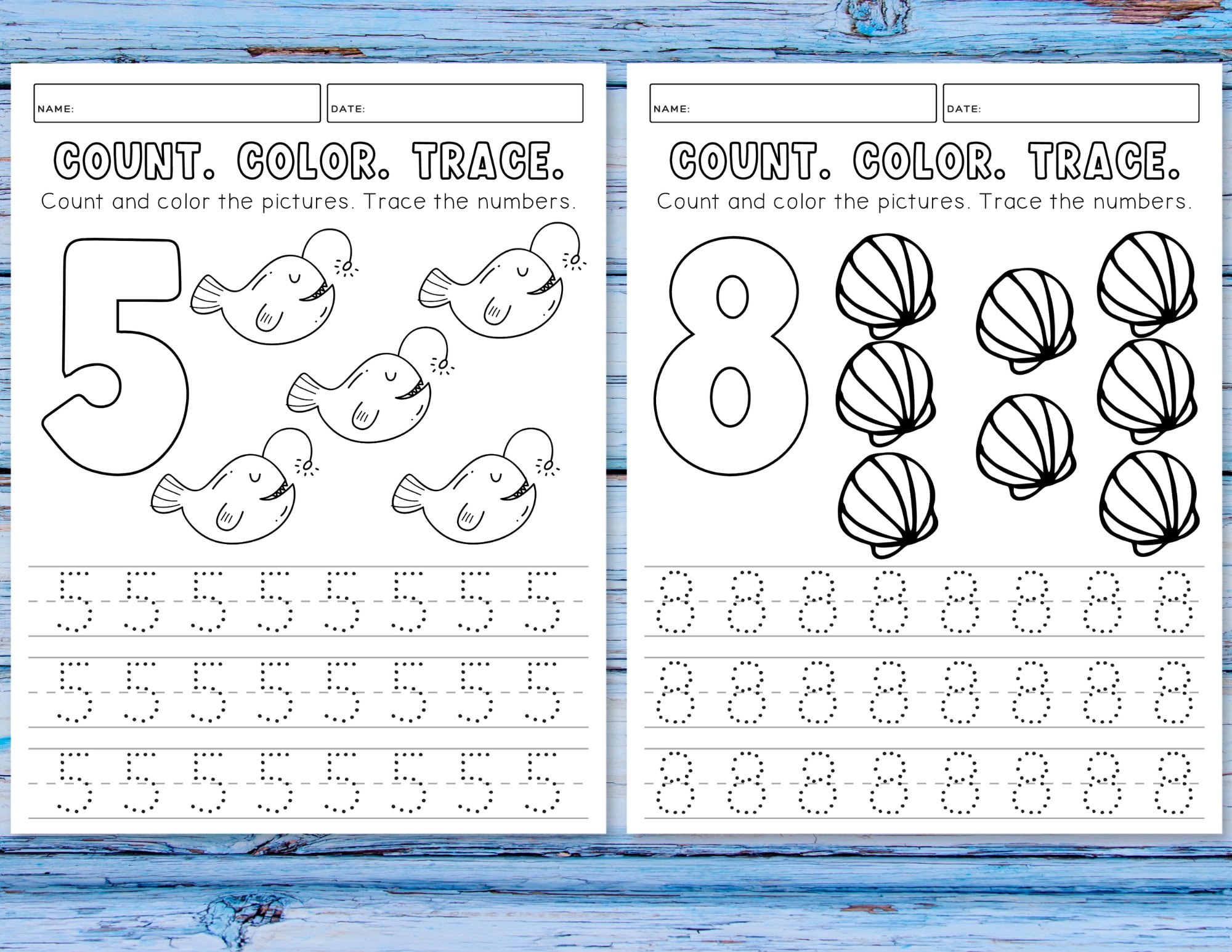 Math Activity Book, Ocean Coloring Book, Counting Worksheets, Number ...