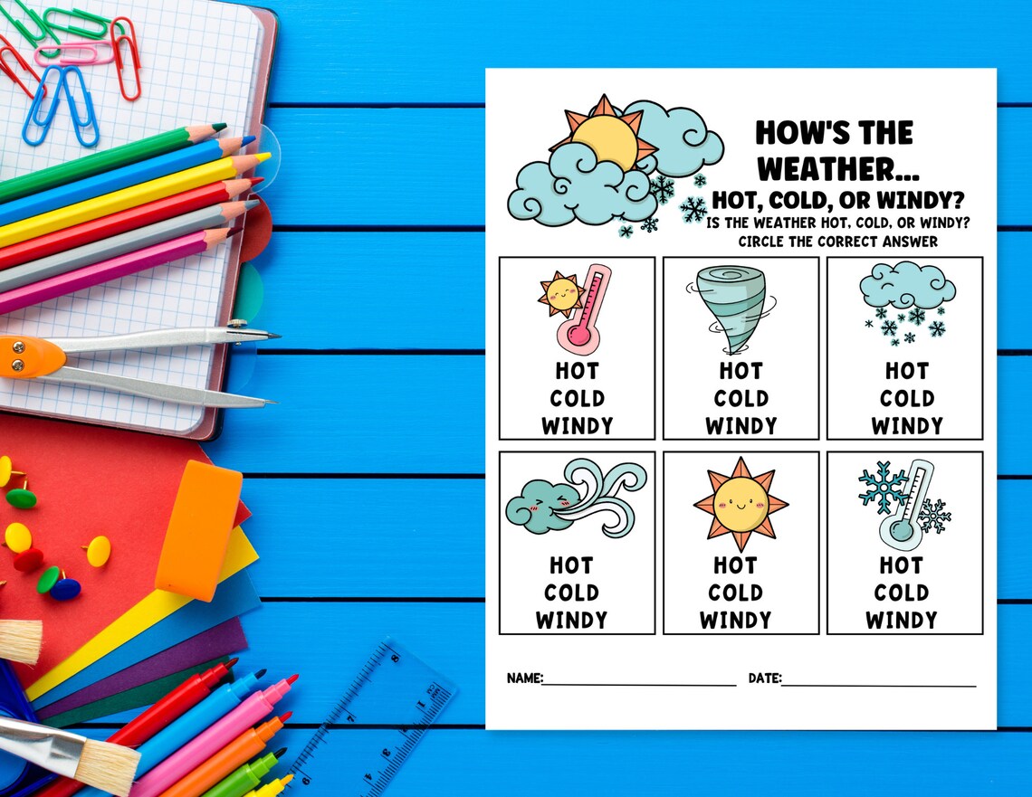 Printable Homeschool Worksheet, Weather Activities, Learning Materials ...