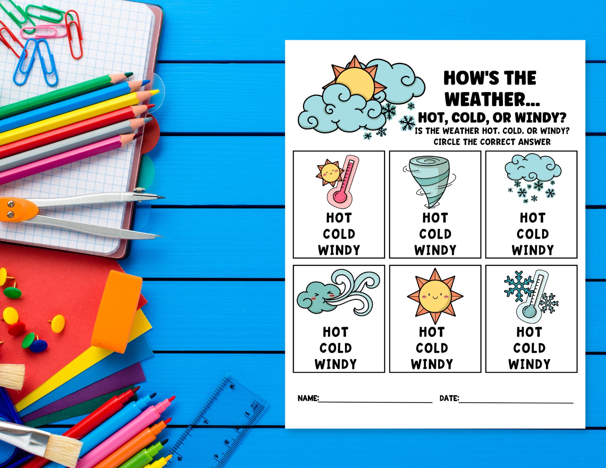 Printable Homeschool Worksheet, Weather Activities, Learning Materials ...